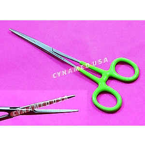German Stainless New Vinyl 6.25" Straight + Curved Hemostat Forceps Locking Clamps Stainless Steel (CYNAMED Brand)