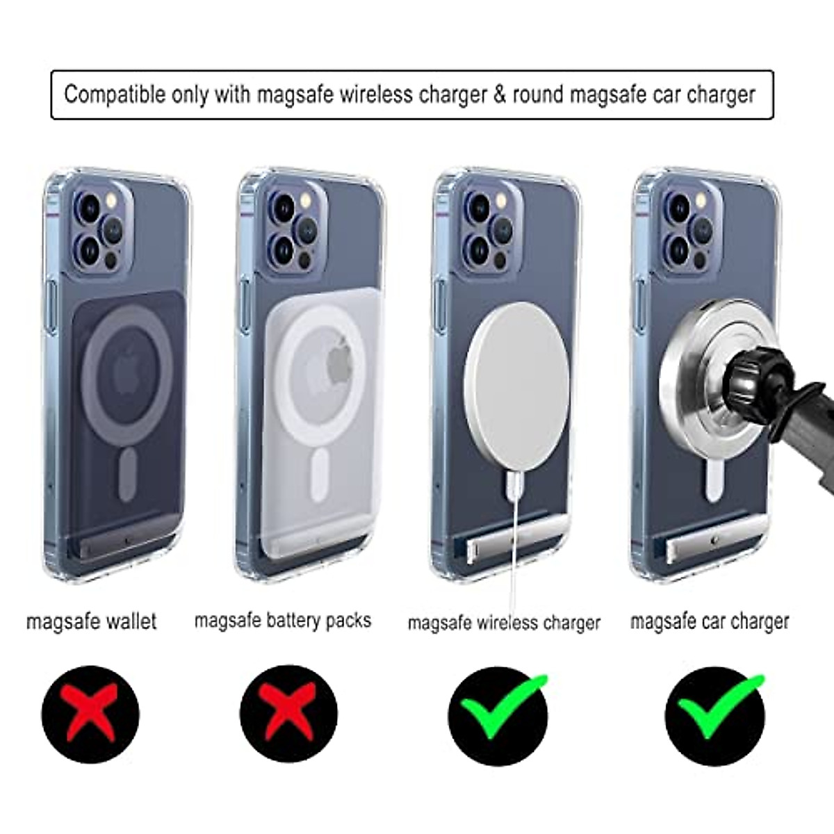 Chitri Compatible for iPhone 12 Case/12 Pro Case Clear 6.1, [Three-Way Stand Magnetic Case] Compatible with MagSafe Charger [with Metal Kickstand] Transparent Hard Back Slim Shockproof Protective Case