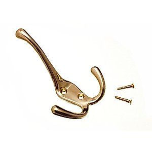 8 x HAT COAT AND ROBE TRI TRIPLE HOOKS EB BRASS PLATED 100MM 4 INCH