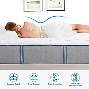 IULULU California King Size Mattress, 14 Inch Memory Foam and Innerspring Hybrid Mattress with Breathable Cover, CertiPUR-US Certified, Bed in A Box, Gel Infused 2-Sided Mattress, Medium-Firm(White)