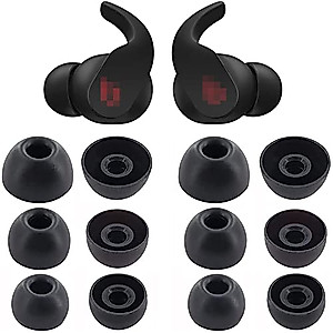 JNSA 12 PCS Silicone Ear Tips Ear Cushion Ear Gel Compatible with Beats Fit Pro Earbud Headphones, 3 Size 6 Pairs Eartips Replacement for Beats Fit Pro, Black (BFPSilicone6)