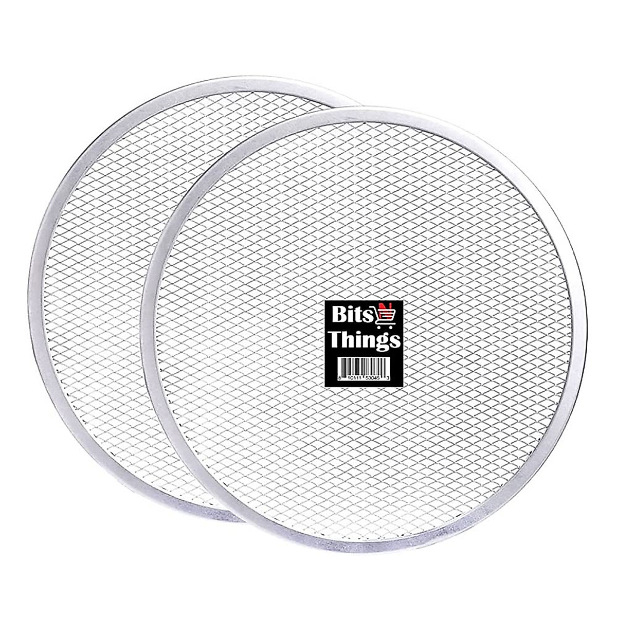 Bits N Things Pizza Screen 12 inch Seamless Round, 2 Pack Aluminum Mesh Pizza Screen, Baking Tray for Home Kitchen Restaurant
