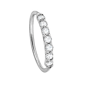 Jewelry Avalanche 20G 14Kt Nose Ring with 7-stone 0.07ctw Diamonds - 8mm Inside Diameter Nose Hoop - Prong set Stone Half Eternity Nose Ring Yellow Gold/Rose Gold/White Gold 14K White Gold-WGDIA