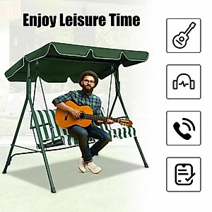 Typutomi Patio Swing Canopy Cover Set, 210D Waterproof 3-Seat Replacement Top Cover and Chair Seat Cover for Outdoor Patio Garden(Green, 75x52x6in)