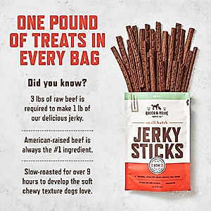 Rocco & Roxie Jerky Dog Treats Made in USA Healthy Treats for Potty Training High Value Real Meat Slow Roasted Snacks for Small, Medium & Large Dogs & Puppies Soft Chews, 1 Pound (Pack of 1)