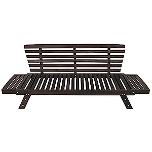 Quarte Outdoor Adjustable Patio Couch Sofa Bed, Acacia Wood Daybed Sofa Chaise Lounge with Cushions, Futon Sofa Furniture for Patio, Balcony, Poolside, Backyard (Gray-Acacia*)