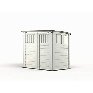 Suncast Horizontal Outdoor Storage Shed for Backyards and Patios 34 Cubic Feet Capacity for Garbage Cans, Tools and Garden Accessories, No Size, Vanilla