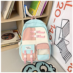 HOKMAH Cute Kawaii Backpack for Girl Boys, Back To School Gift Shoulder Bags Backpack Aesthetic Laptop Schoolbag for Teens(Green)