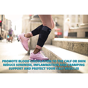 2U2O Calf Brace (Pair) - Adjustable Shin Splint Compression Support for Calf Pain Relief, Recovery, Sprain, Swelling, Tennis Leg, Lower Leg Wrap - Calf Sleeve for Men or Women - Universal Size