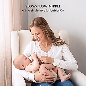 Natursutten Anti-Colic Glass Baby Bottle 2-Pack - 8 oz, 4 oz Bottles for Breastfeeding Babies - Newborn Bottles Set: Natural Rubber Slow-Flow Bottle Nipples, Seals, Valves, Baby Bottle Caps (4 Ounce)