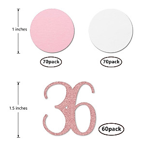 Rose Gold 36 Confetti, 36th Glitter Birthday Number Confetti, 200pcs Anniversary Party Table Decoration Supplies