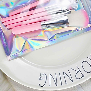 NPLUX Holographic Mylar Bags Resealable Smell Proof Bags for lip gloss, Jewelry, Lash Candy and More - Small Business Packaging Supplies(100PACK, 3x9INCH)