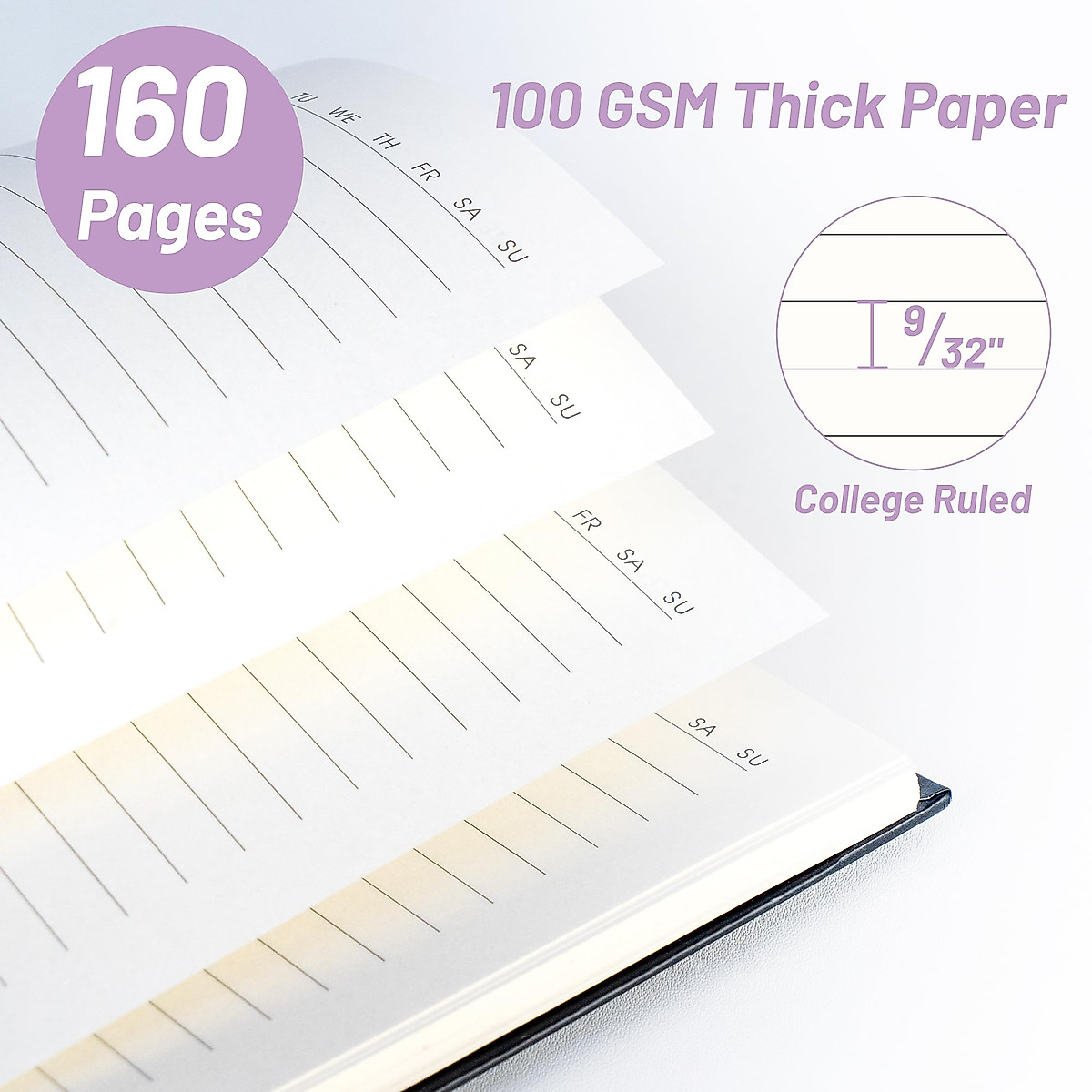 Yoment Lined Spiral Notebook Journal for Work 160 Pages Hardcover Spiral Notebook College Ruled A5 Small Spiral Notebook 5x7 Journaling Notebooks for Writing Note Taking School, Purple