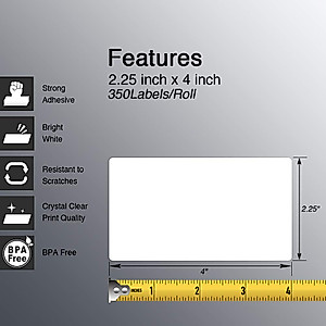 BETCKEY - 2.25" x 4" (57 mm x 102 mm) Multipurpose & Shipping Labels Compatible with Zebra & Rollo Label Printer,Premium Adhesive & Perforated [1 Rolls, 350 Labels]