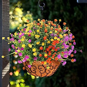 HOGADO Artificial Greenery Stems 4pcs Fake Plants Outdoor UV Resistant Faux Eucalyptus Branches for Home Garden Proch Window Box Decor Green