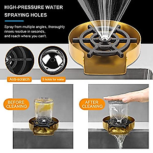 Metal Kitchen Sink Glass Rinser, Sprayer Faucet Bottle Washer Cup Cleaner Kitchen Sink Accessories, Quick Rinse for Home Bar Faucet, Gold