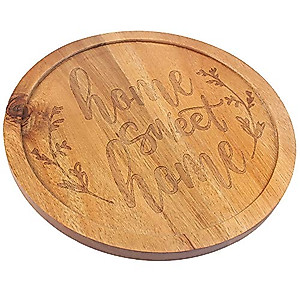 HomeLove Inc. Home Sweet Home Engraved Lazy Susan Wood Turntable for Table, Cabinet and Kitchen, Marketplace, Family Dinning Home Housewarming Christmas Decor Gift