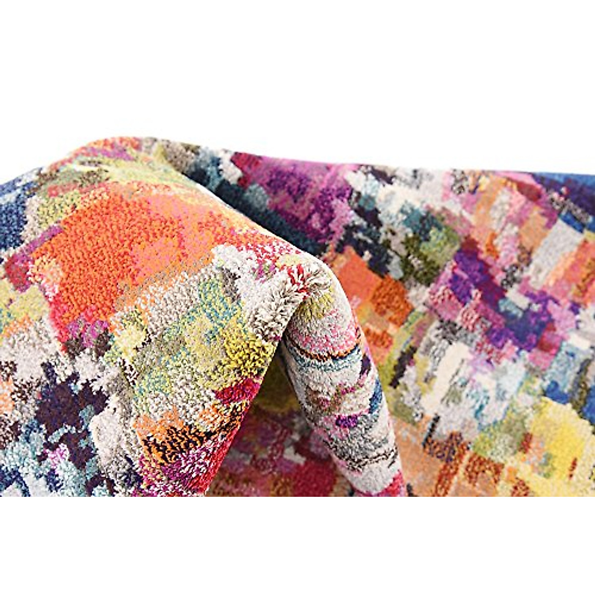 Unique Loom Estrella Collection Abstract, Bright Colors, Distressed, Modern Area Rug, 8 ft x 11 ft, Multi/Beige