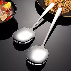 SIAIQIANG X-Large Serving Spoons Set,Foodgrade 18/8 Stainless Steel Serving Spoons,9.8 Inch Large Serving Utensils of Spoons Set,Serving for Salads Pasta Platters Mashed Potatoes Buffets Etc (2 pc)