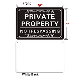 No Trespassing Signs Private Property Sign (2 Pack) 10” x 7” Heavy 0.40 Aluminum Rust Free Sign Professional Printing UV Protected Weatherproof Indoor or Outdoor Use …