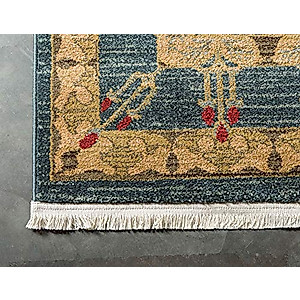 Unique Loom Edinburgh Collection Area Rug - Canmore (10'x 13' 1" Rectangle, Navy Blue/ Tan)