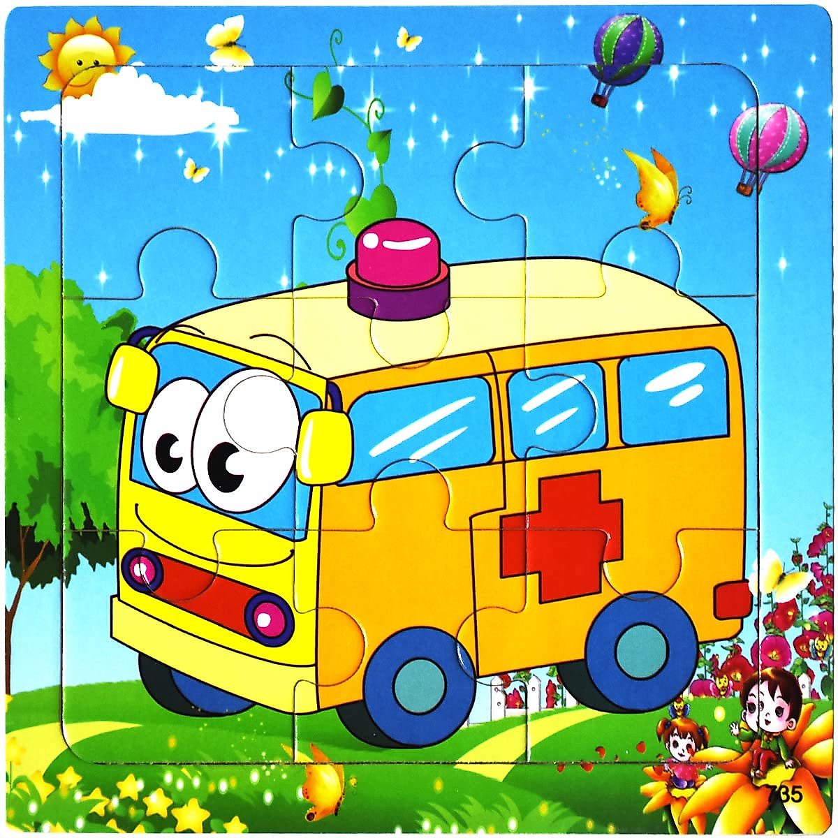 Puzzles Toys for Kids for Age 2-5, 9 Pieces Vibrant Wooden Animals & Vehicle Kids Educational Puzzles for Toddlers, Set of 6 Preschool Puzzle Autism Children Puzzles Learning Toys(6 Puzzles)