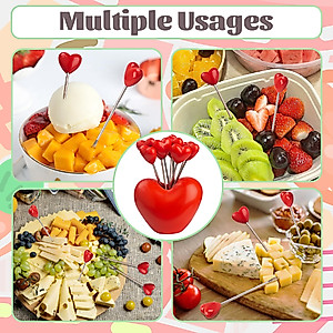 Set of 10 Stainless Steel Fruit forks and 1 Love Holder, Fruit Forks Dessert Forks Salad Forks Food Picks