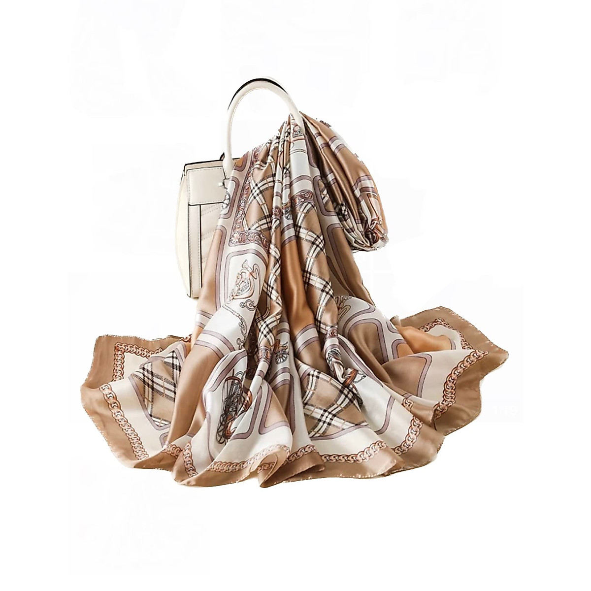 Silk Scarf Luxury 100% Pure Silk Scarf Silk Scarf Long 60” Women's Fashion Sunscreen Shawls Wraps Dupatta Beautiful Scarf (brown)