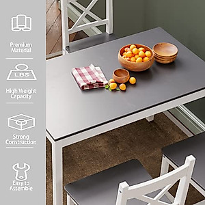 5-Piece Dining Table Set, Kitchen Dinner Table and 4 Chairs for 2-4 Person (Grey)