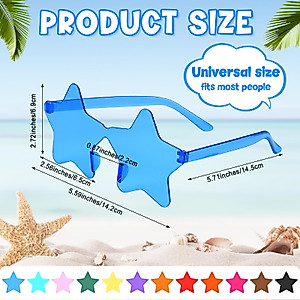 BOUBONI 24 Pack Star Sunglasses Bulk Colorful Rimless Glasses Transparent Candy Color Sunglasses for Adult Kids Ideal Bachelorette Movie Party Favor（12 Colors）
