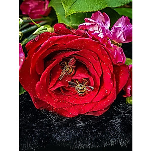 Barzel 18K Gold Plated Enamel Stud with Shimmering Bumble Bee Earrings For Women