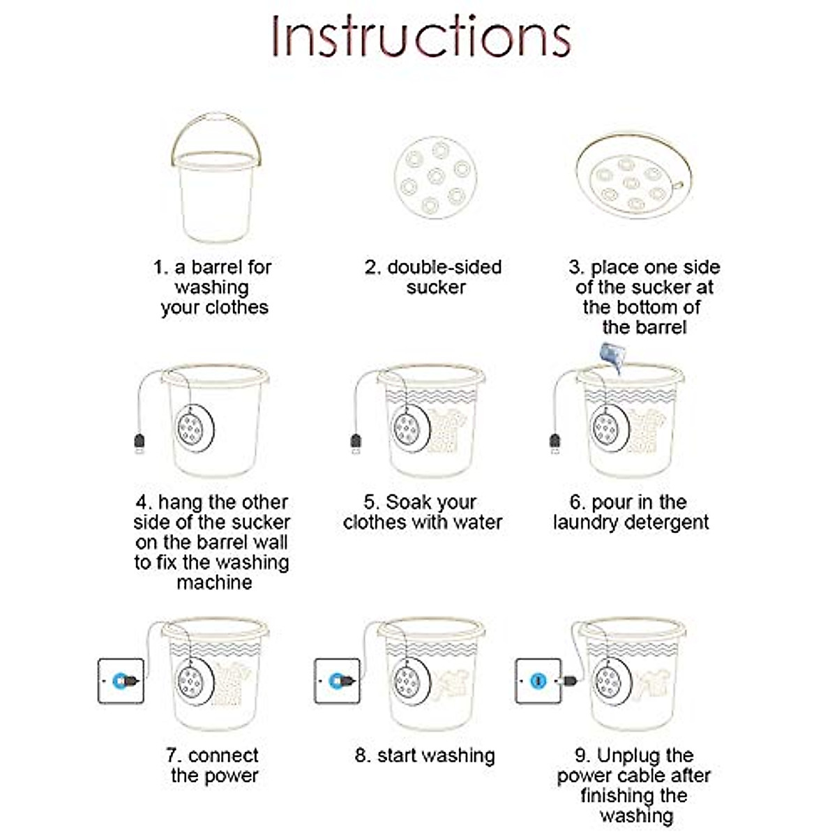 Portable Mini Washing Machine, 5.1in Washing Machine, 3 in 1 Cleaning USB Ultrasonic Powered Turbo Washing Machine with Suction Cups, Dishwasher for Sink,Travelling,Camping,Business Trip