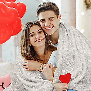 Gifts for Women Mom Wife Girlfriend Her Mother Birthday Throw Travel Blanket Soft Comfy Rose Grey Blankets for Bed Sofa Couch Airplane Office(Light Grey, 50''x60'')