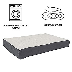 PETMAKER Orthopedic Dog Bed - 2-Layer 30x20.5-Inch Memory Foam Pet Mattress with Machine-Washable Sherpa Cover for Medium Dogs up to 45lbs (Gray)