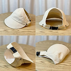 Outdoor UV Protection Hollow Top Sun Hat, 2024 New Sun Hats for Women UV Protection, Summer Wide Brim Sun Protection Hat, Ponytail Sun Cap,H Black-White