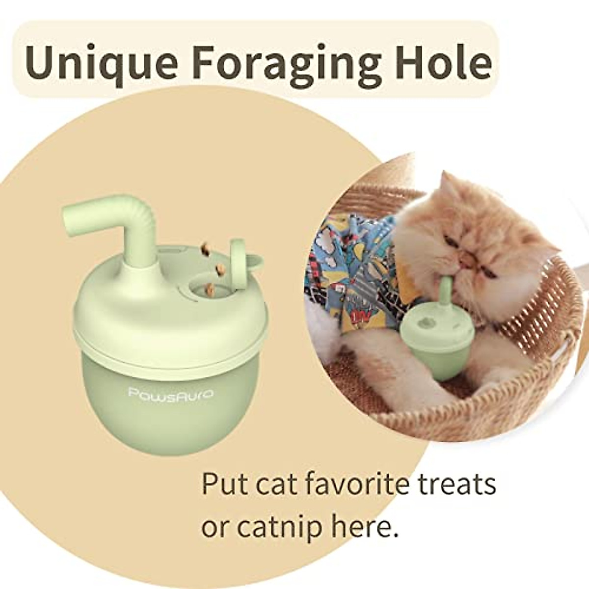 MayMaw Bubble Cat Laser Toy - Automatic Cat Toy with Tumbler Design, Interactive Cat Toy with Catnip/Treat Storage, Fast & Slow Mode for Small to Large Cats Indoor Play