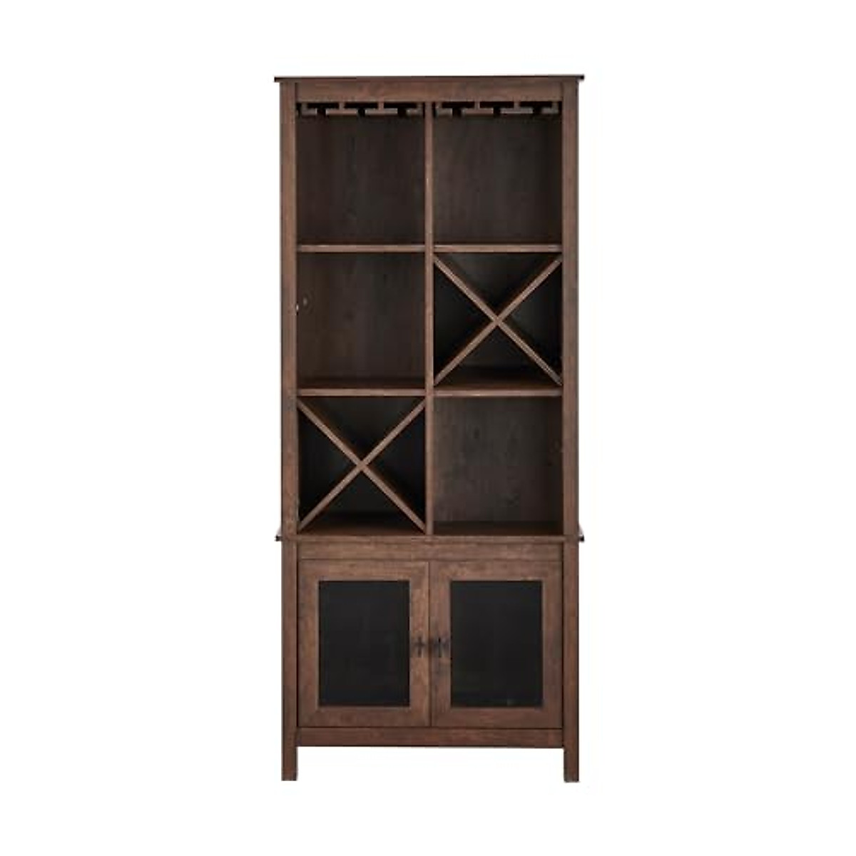 Home Source 72" Wood Exquisite Bar Wine Cabinet with Storage,Liquor Cabinet with Removable Wine Racks,Bookcase,Kitchen Pantry Storage Cabinet for Kitchen,Dining Room, Living Room,Mahogany