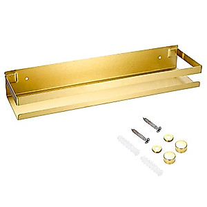 OwnMy 16 Inch Golden Shower Shelf Stainless Steel Shower Caddy Bathroom Shower Rack Shower Basket, Rust Proof Metal Kitchen Storage Caddy Floating Shelves Wall Mount Rectangular Corner Shower Shelf