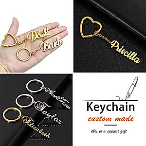 YESTIME Custom Name Keychain Personalized, Gold Plated Dainty Personalized Name Key Chain, Llaveros Personalizados Customized Gifts for Women Girls