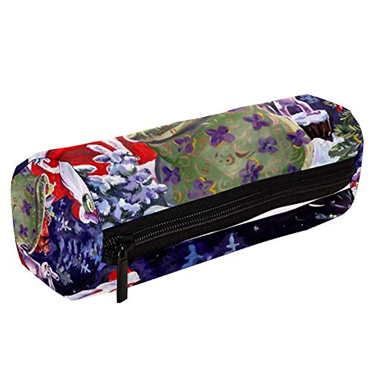 Painting Santa Claus Sending Gifts with Rabbit Pencil Bag Pen Case Stationary Case Pencil Pouch Desk Organizer Makeup Cosmetic Bag for School Office