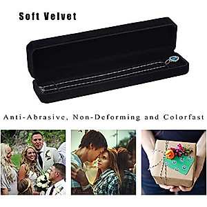 HooAMI Rectangle Velvet Necklace Bracelet Jewelry Gift Box Display Case Black