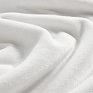 CozyLux Fleece Blanket Queen White 90" x 90" - 300GSM Super Soft Lightweight Microfiber Flannel Blankets for Travel Camping Chair and Sofa, Cozy Luxury Plush Fuzzy Bed Blankets