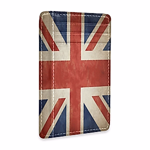 Linomo Thin leather Card Holder and Money Clip Vintage UK Flag Union Jack English England Wallet RFID Blocking for Men & Women