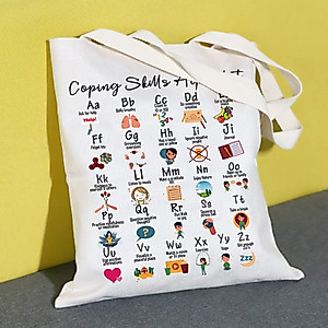 Coping Skills Alphabet Tote Bag Counselor Handbag Mental Health Awareness Bag Therapist Bag (Shopping Bag)