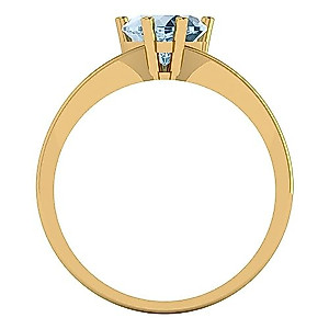 Clara Pucci 1.4ct Heart Cut Solitaire split shank Sky Blue Topaz Bridal Designer Wedding art deco Anniversary Ring 14k Yellow Gold