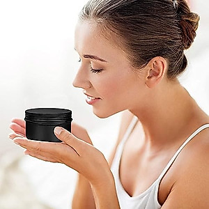 6 Pack 4 oz Aluminum Tins Airtight Storage Tins Containers Bulk Tins with Screw Lids for Kitchen, Storing Spices, Candies, Lip Balm, Salve,Black