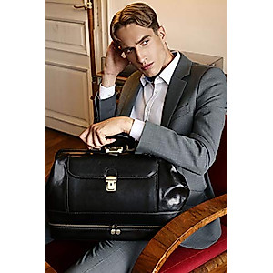 Time Resistance Leather Medical Doctor Bag Vintage Style Medium Satchel Black