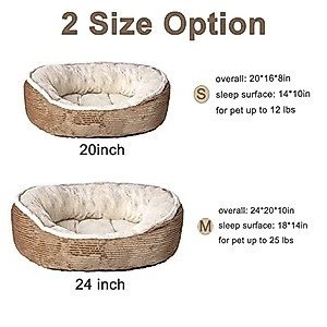 Bellwe Cat Bed, Dog Bed for Small Dogs Plush Round Puppy Bed Non-Slip Bottom Machine Washable Cushion Oval Shape 20/24inch