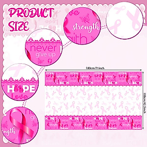 Breast Cancer Awareness Tablecloth Breast Cancer Party Supplies Disposable Pink Ribbon Plastic Tablecover Rectangle Breast Cancer Party Decorations for Women Indoor and Outdoor, 42.5 x 71 Inch (3 Pcs)