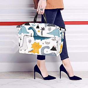 Cute Dinosaur Diaper Bag Tote with Stroller Straps, Funny Animal Large Capacity Baby Stroller Organizer Bag, Multi-Function Nappy Bag Travel Handbag